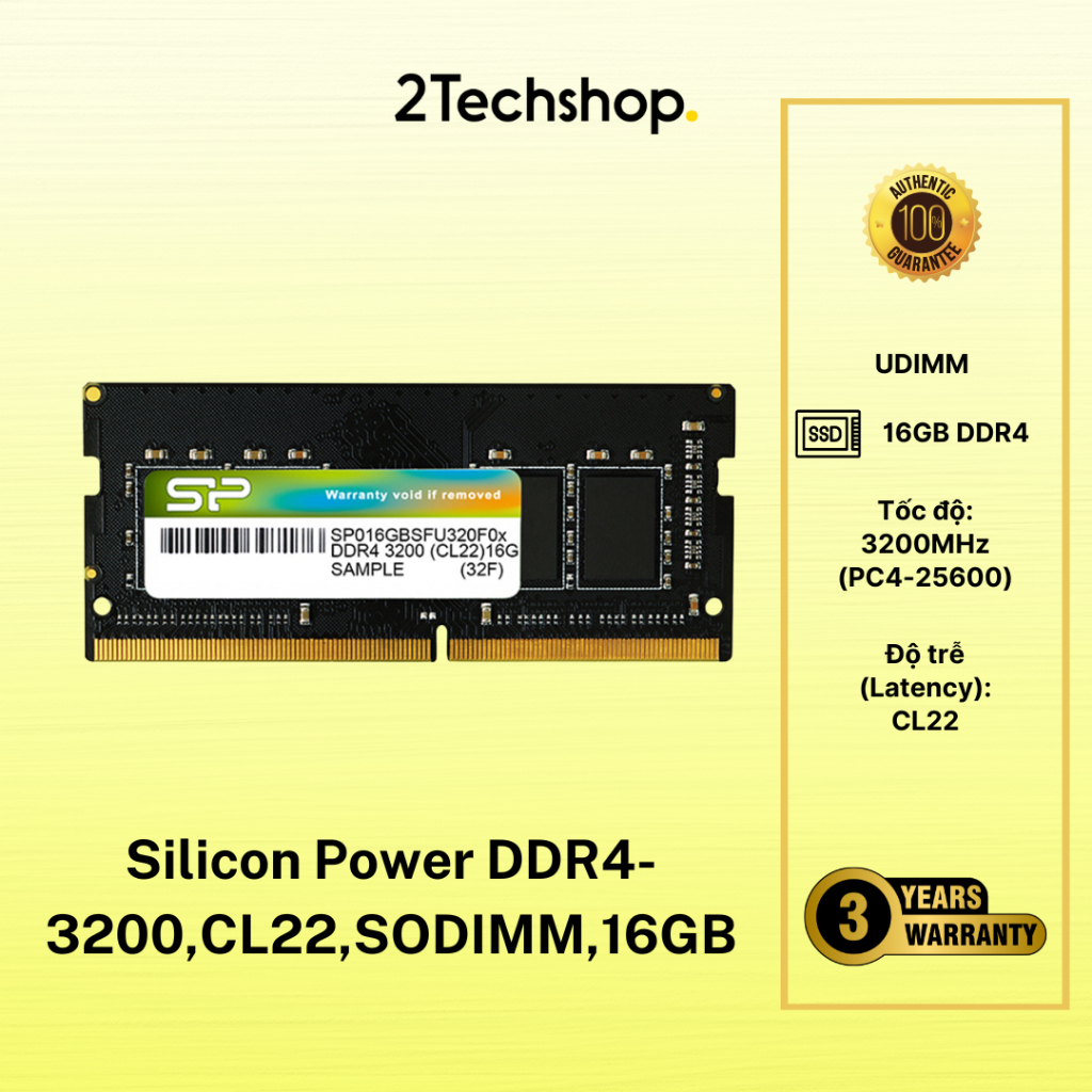 RAM Silicon Power DDR4 16GB SODIMM 3200MHz - Dành cho Laptop | Shopee ...