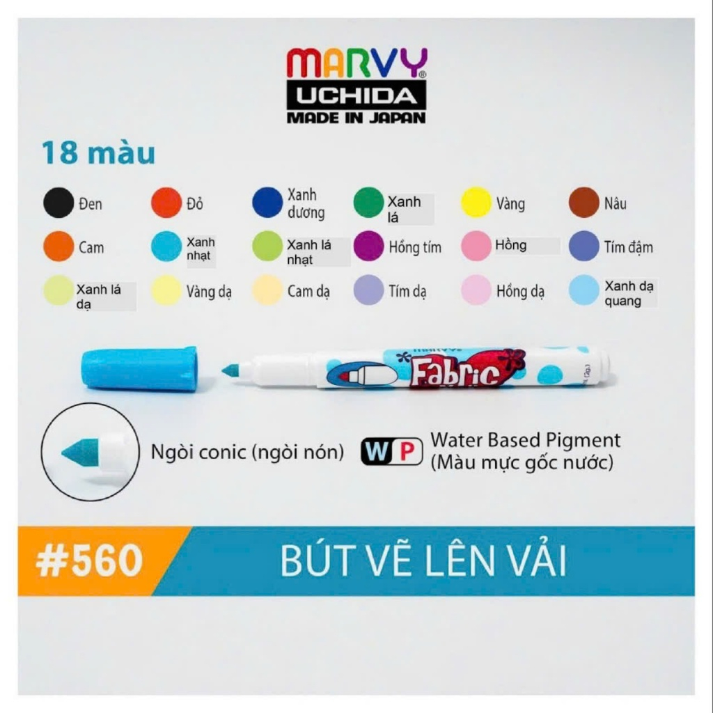 [ Mua 4 tặng 1] Bút Vẽ Vải Không Bay Màu Cho Bé Marvy Uchida 560 ...