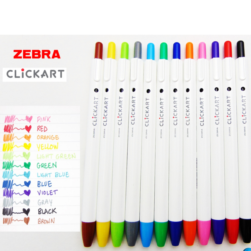 SET bút màu ZEBRA CLICKART 12 Color thiết kế dạng bấm | Shopee Việt Nam