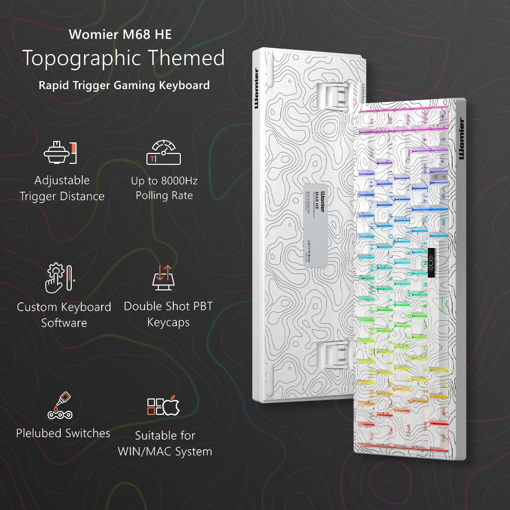 Bàn phím cơ Womier M68 HE Rapid Trigger, LED RGB, Cắm Dây, Full Mod ...