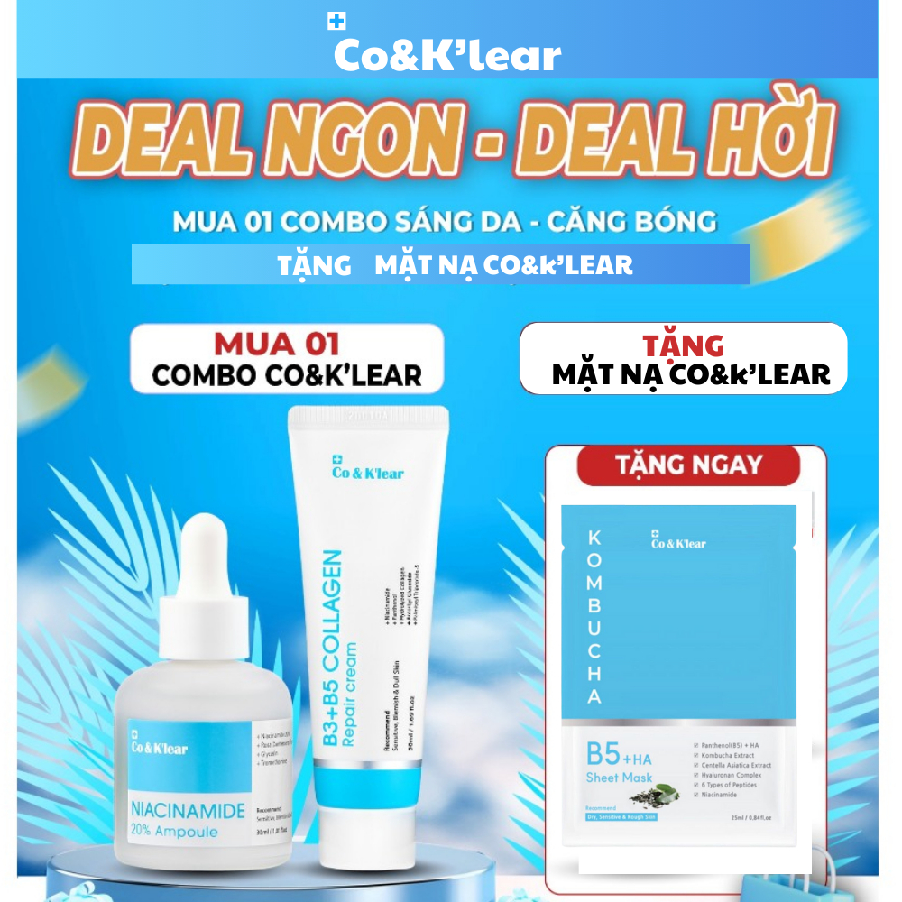 Combo Kem Dưỡng Trắng Da Co&klear B3+B5 Colagen và Niacinamide 20% ...