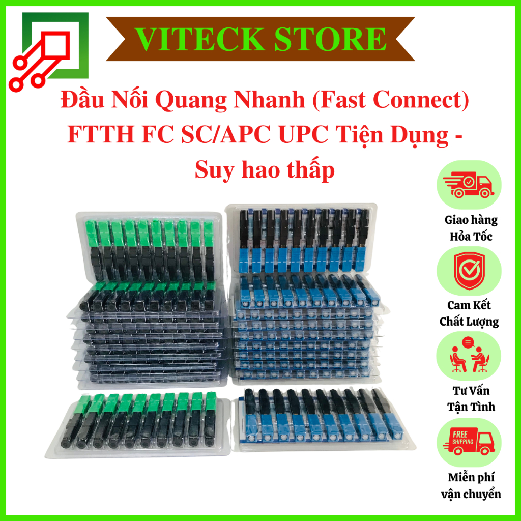 Hộp 10 Đầu Nối Quang Nhanh (Fast Connect) FTTH FC SC/APC UPC Tiện Dụng ...