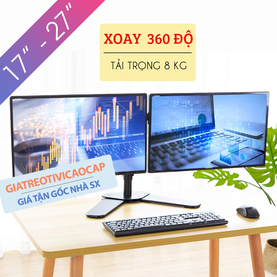 Giá Treo Hai Màn Hình Máy Tính Đặt Bàn - Tay Đỡ 2 Màn Hình Để Bàn - Model: M042 - Hỗ Trợ Màn 17 ...
