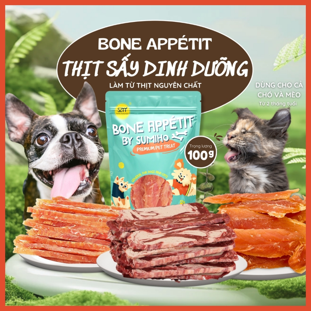 Thịt sấy khô cho chó Bone Appétit by Sumiho (gói 100gr) bánh thưởng cho ...