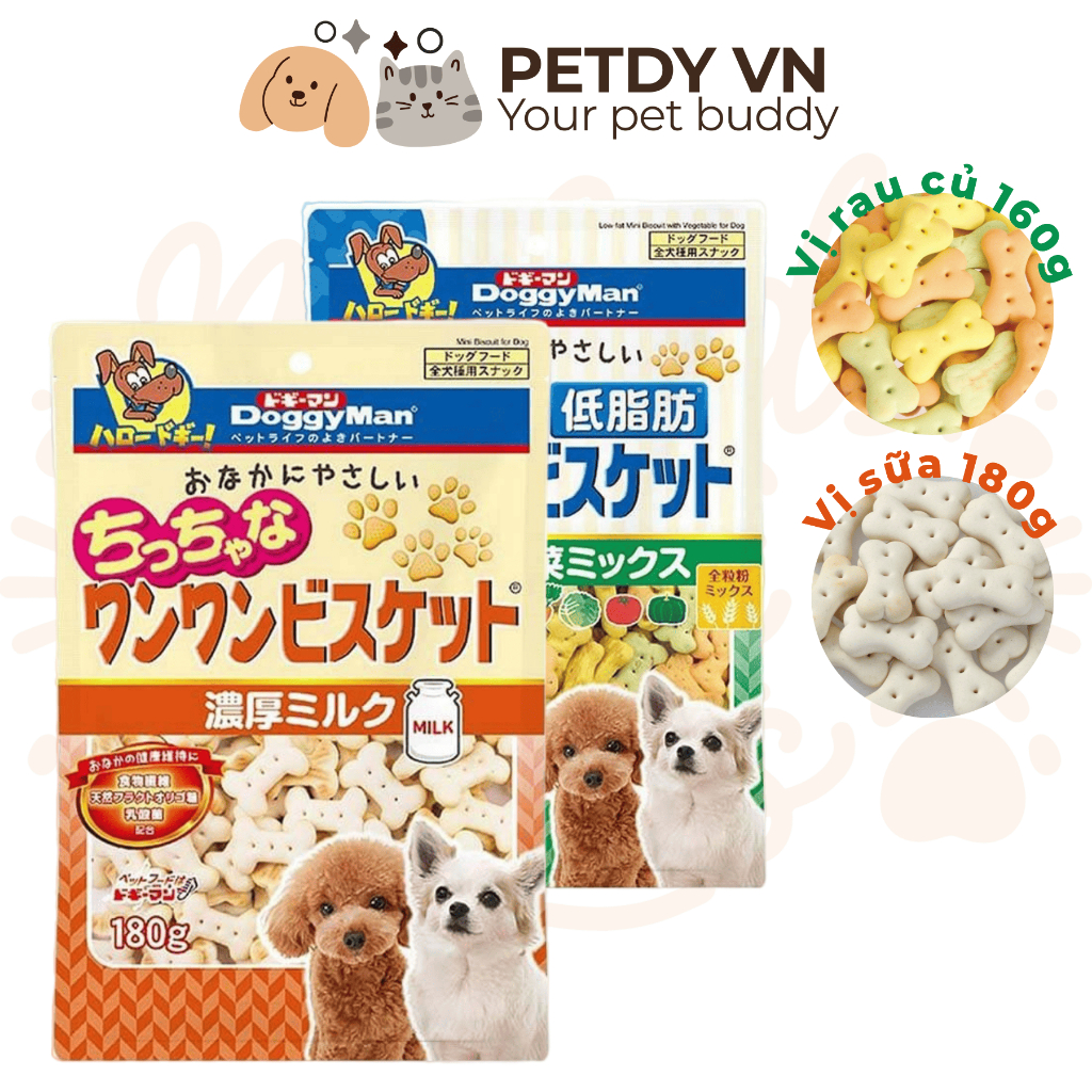 Snack bánh quy thưởng cho chó Doggyman túi 160g - hương sữa, hương rau ...