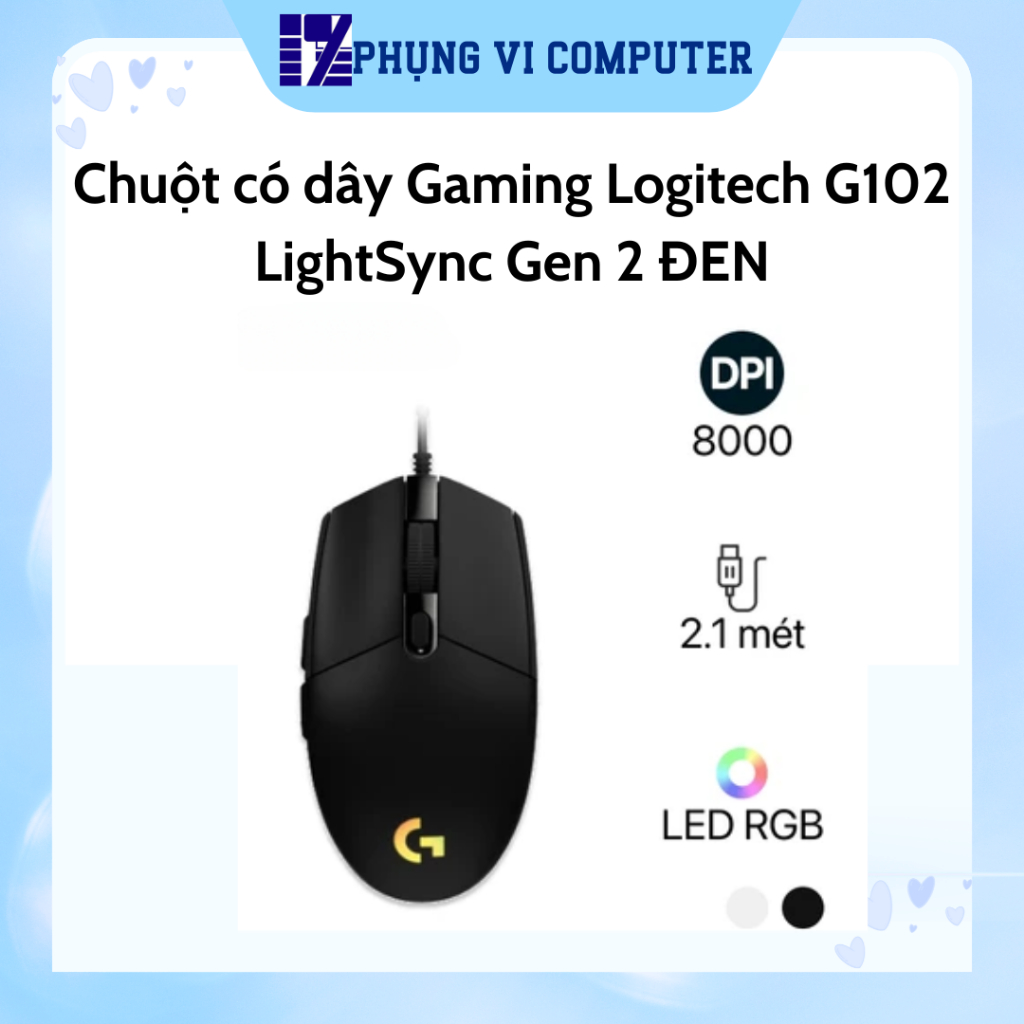 Chuột Gaming Logitech G102 Gen2 RGB ( ĐEN) - Hàng Chính Hãng - Bảo Hành 1 Năm | Shopee Việt Nam