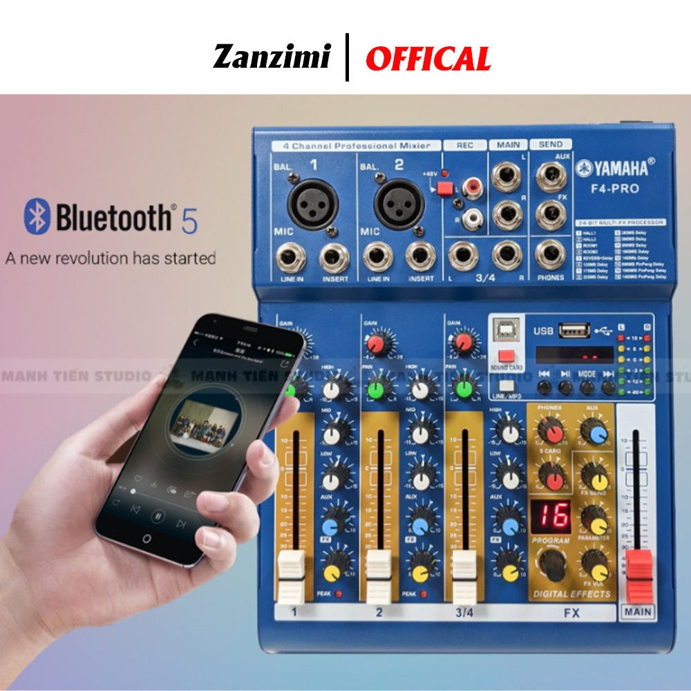 Mixer Yahama F4 Pro, Bàn Trộn Âm Thanh Mixer Tích Hợp 16 Chế Độ Vang Số ...