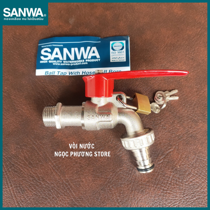 [SANWA THÁI LAN] Vòi nước, vòi hồ đầu dài có khóa chống trộm chính hãng Phi 21mm CKT15-L ...