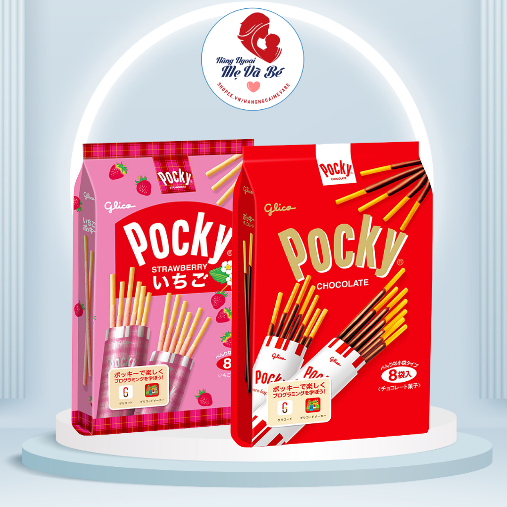Bánh Que Nhật Bản Pocky Glico vị Socola và Dâu Tây (13.6g x 8 gói nhỏ) | Shopee Việt Nam