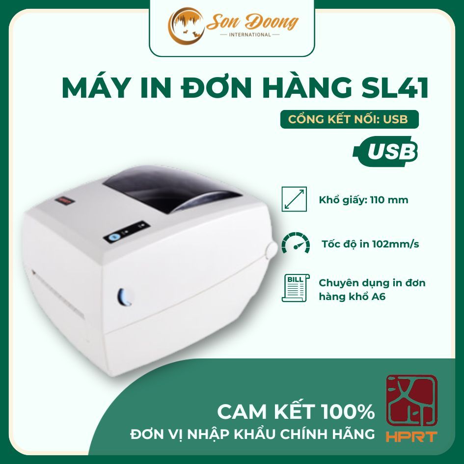 Máy In Tem/Decal/Mã Vạch HPRT Chính Hãng - SL41 (Khổ giấy 110mm/Kết nối ...