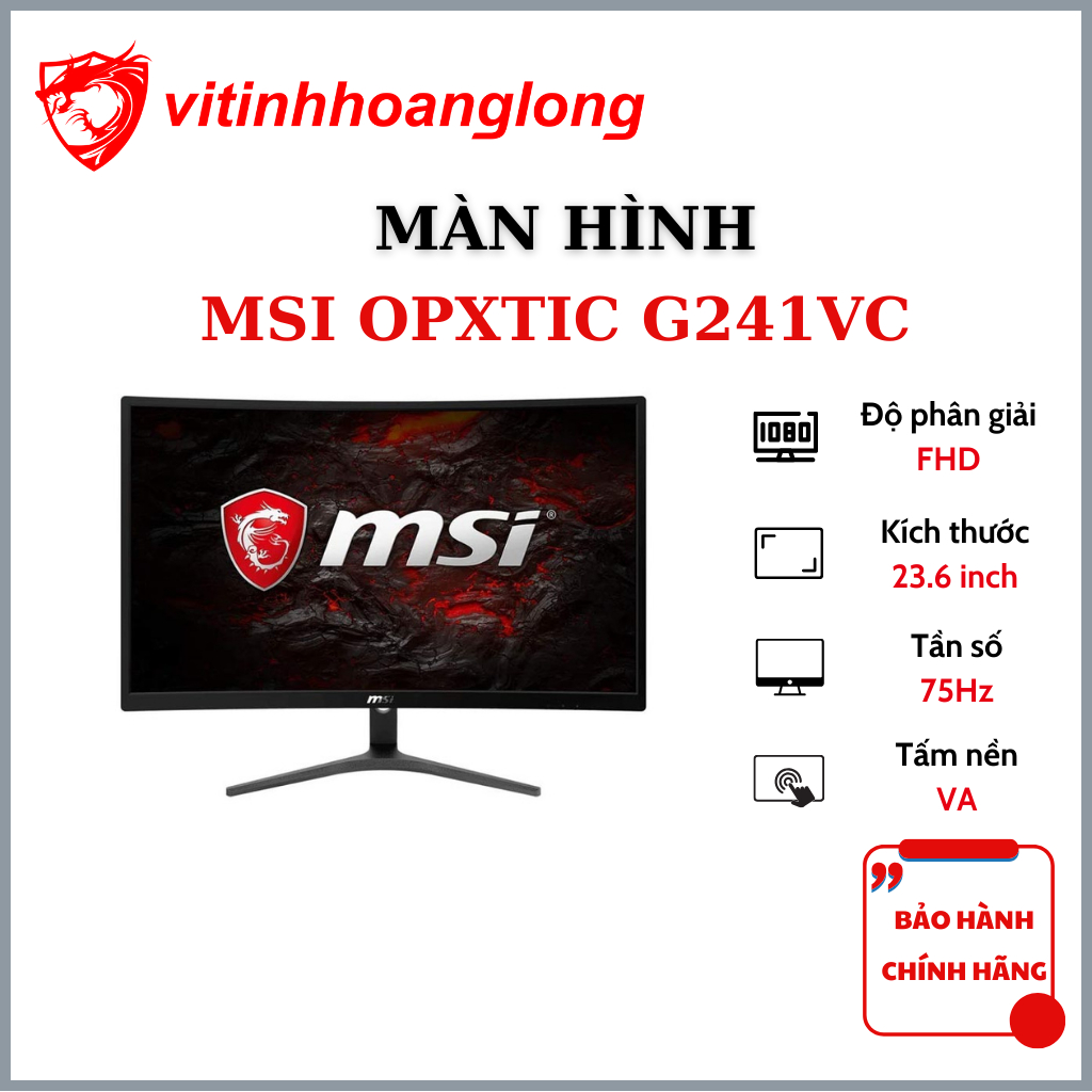 Màn Hình Cong MSI Optix 24 inch G241VC 75Hz cho PC gaming Full HD 1920 ...