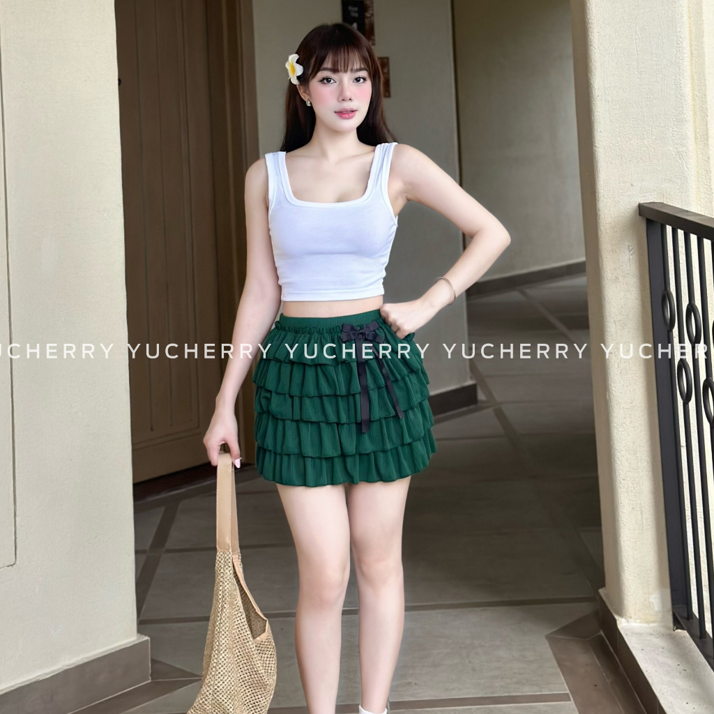 YU CHERRY | Áo croptop nữ, Áo ba lỗ nữ cổ vuông hai dây KHÔNG XÙ LÔNG Widen Tank Top YA470 ...