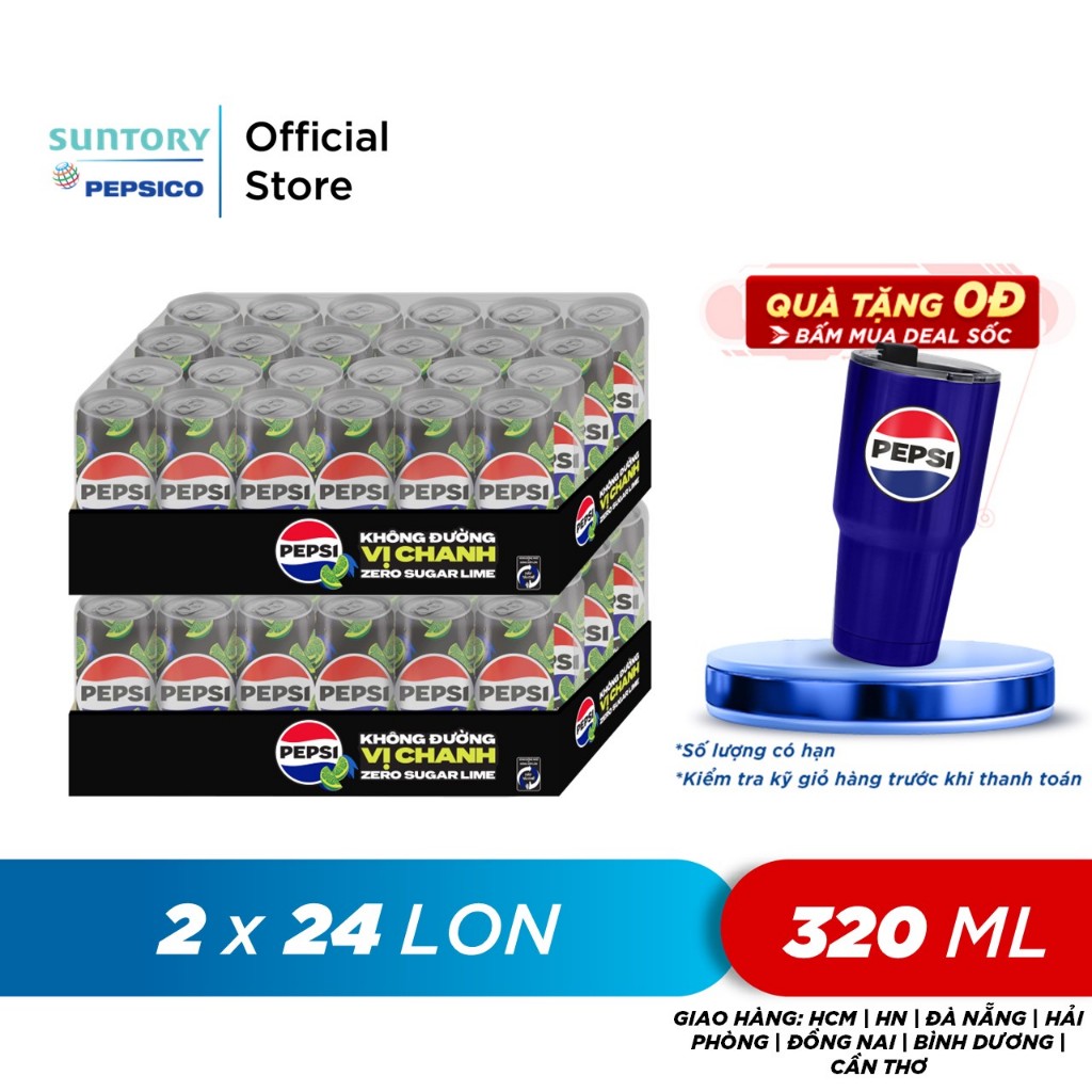 Combo 2 Thùng 24 Lon Pepsi Vị Chanh Không Calo (320ml/lon) | Shopee Việt Nam