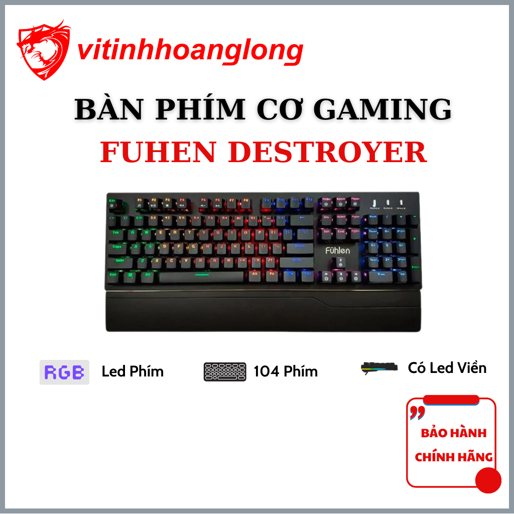 Bàn Phím Cơ Gaming Fuhlen Destroyer Black Led RGB 7 màu ( D ) - Bảo ...
