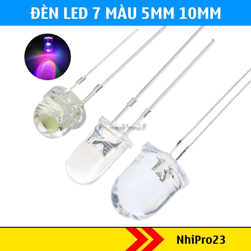 Đèn led 3v led 7 màu 2 chân nhấp nháy 5mm 10mm tùy chọn | Shopee Việt Nam