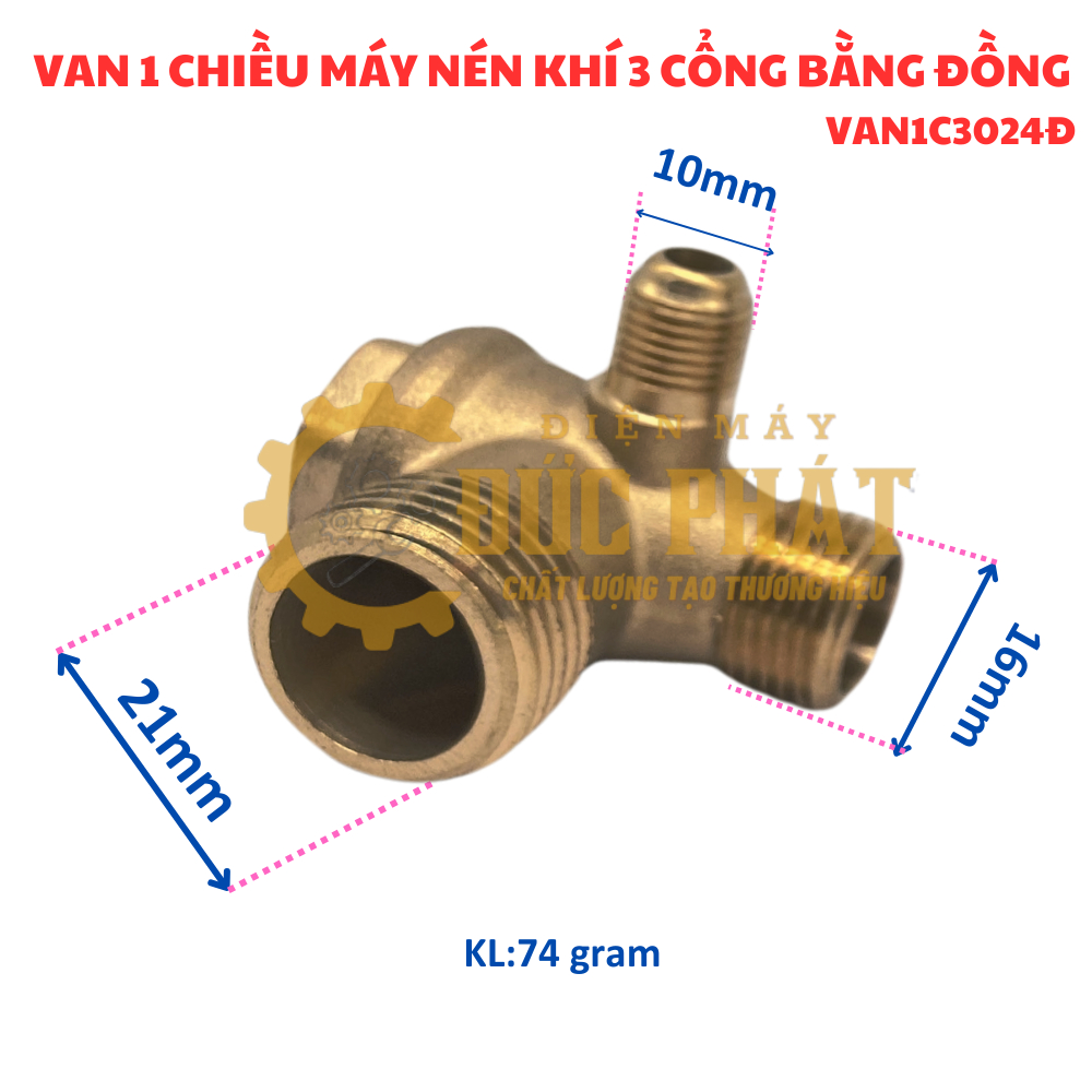 Van 1 chiều bằng Đồng thau, Luppe máy nén khí có dầu ren 21/16/10mm ...