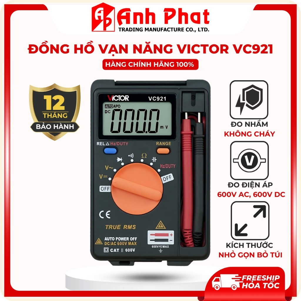 [CHÍNH HÃNG VICTOR] Đồng Hồ Vạn Năng VICTOR VC921 Đo Điện TRUERMS Cực Kỳ Chính Xác, Mini - Anh ...