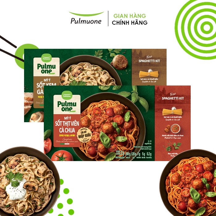 Combo 2 loại Mỳ Ý của Pulmuone (Mỳ ý sốt kem gà nấm và Mỳ Ý sốt thịt viên cà chua) | Shopee Việt Nam