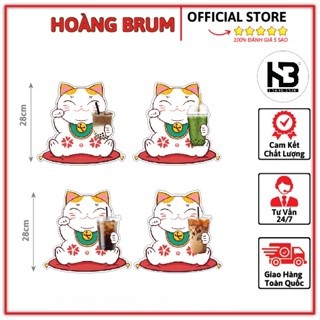 Decal Mèo Thần Tài May Mắn, Sticker Mèo thần tài cho shop Trà sữa ...