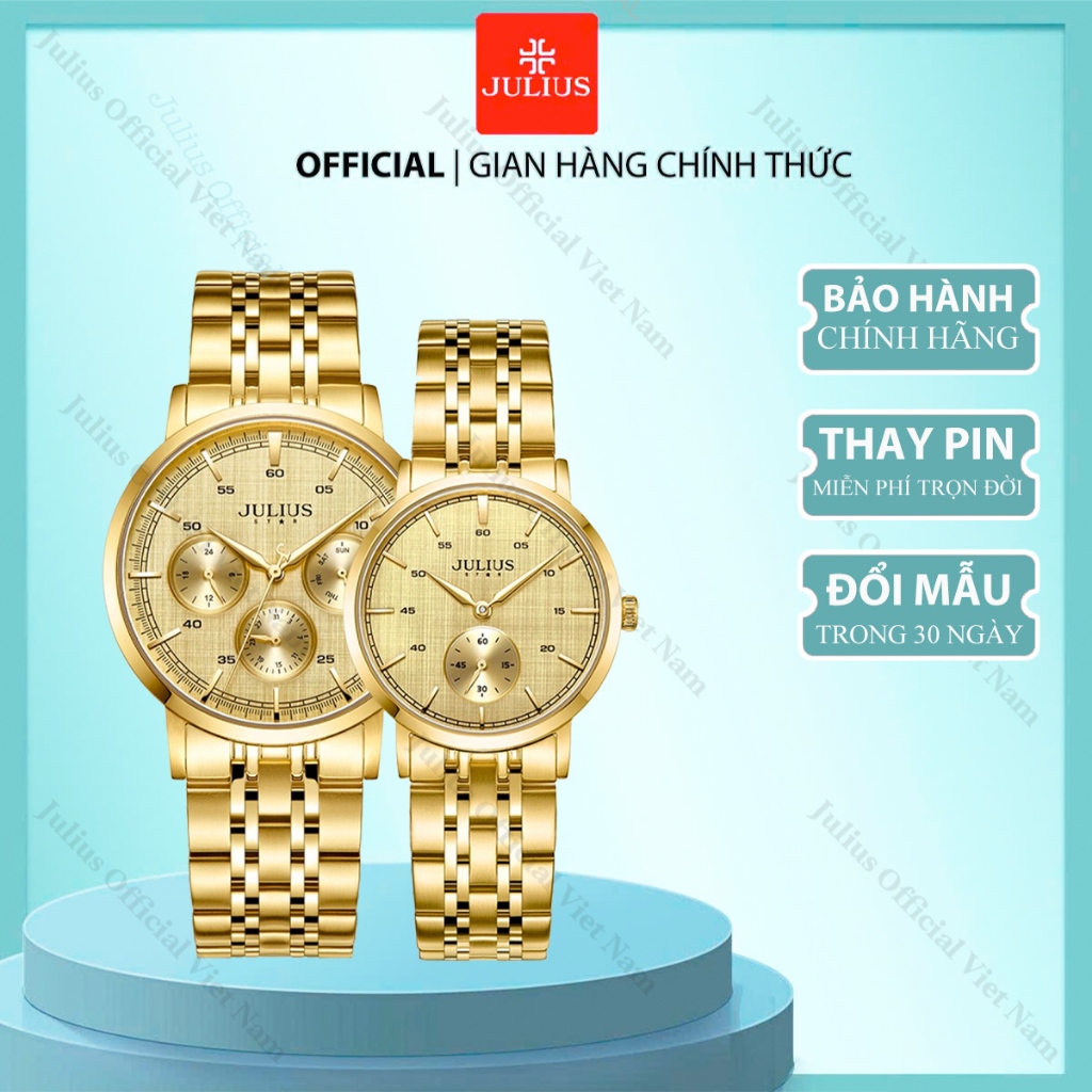 Julius Official | Đồng hồ đôi Julius Star JS-061 dây thép kính Sapphire ...