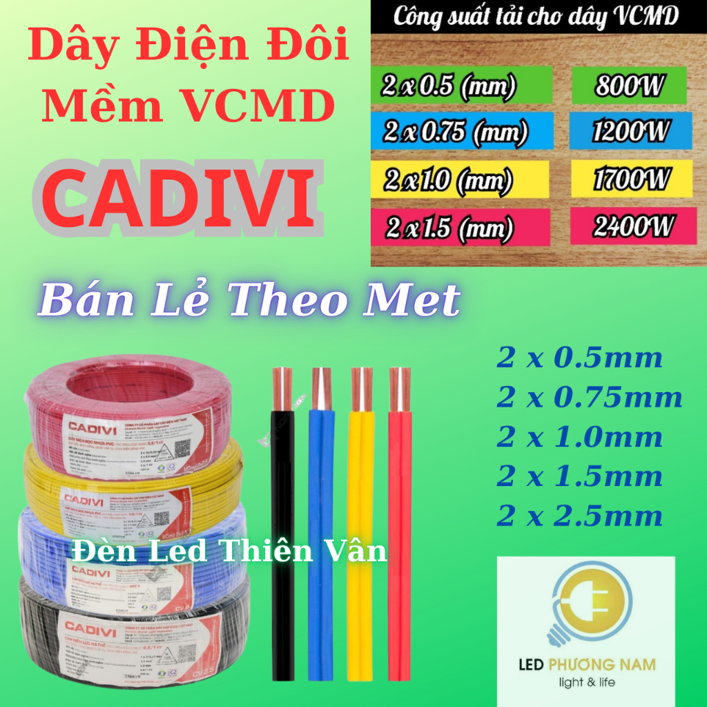 Dây Điện Đôi (CADIVI) VCmd / 2x0.5 - 2x0.75 - 2x1.0 - 2x1.5 (mm) - Bán ...