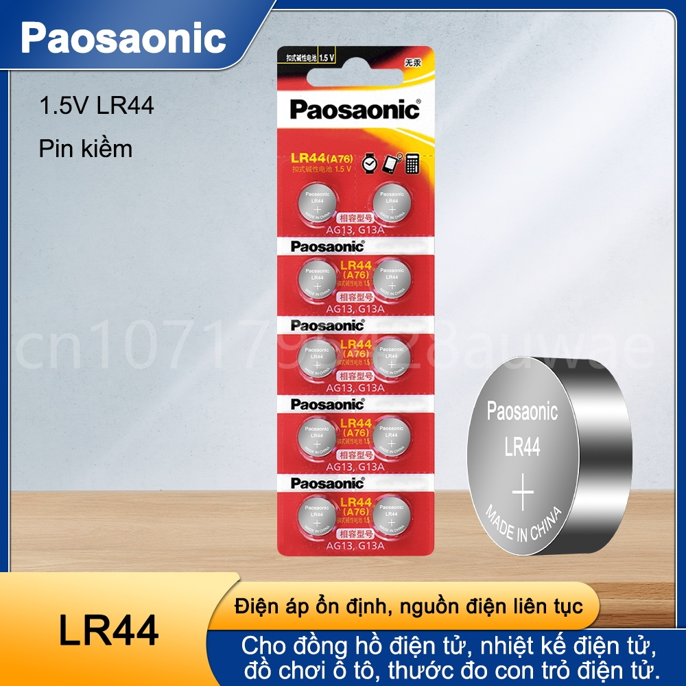 Pin cúc áo LR44(A76) AG13 SR44 Paosaonic Chính Hãng Alkaline cho đồng ...