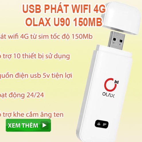 Usb phát wifi từ sim 4G Olax U90 U80 Ultra F90 ST70 150Mb, usb phát wifi 4g kết nối 10 thiết bị ...
