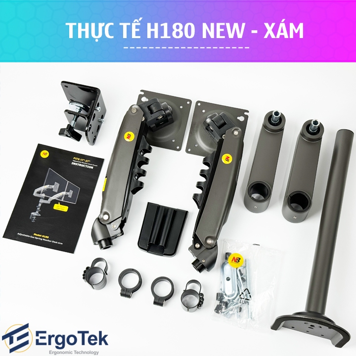Giá Treo 2 Màn Hình NB H180 / NB F160 NEW 17 - 27 Inch - Tay Arm Treo Đỡ Hai Màn Hình Gắn Bàn ...