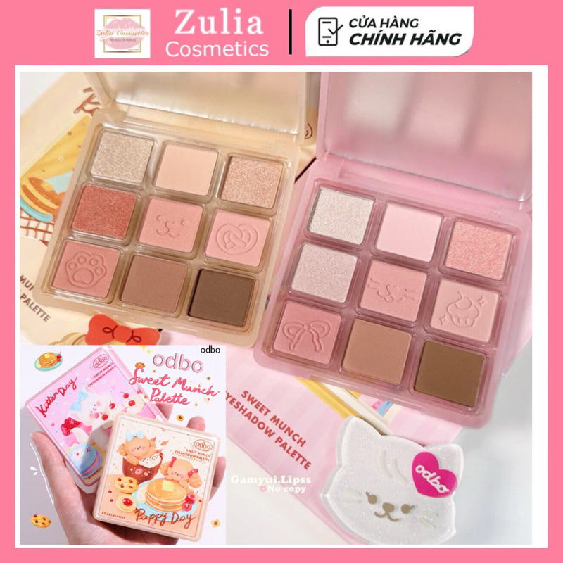 [ODBO 2024] Bảng Phấn Mắt 9 Ô Odbo Kitten Day & Puppy Day Mèo & Cún Con Tặng Kèm Kẹp Tóc Sweet ...