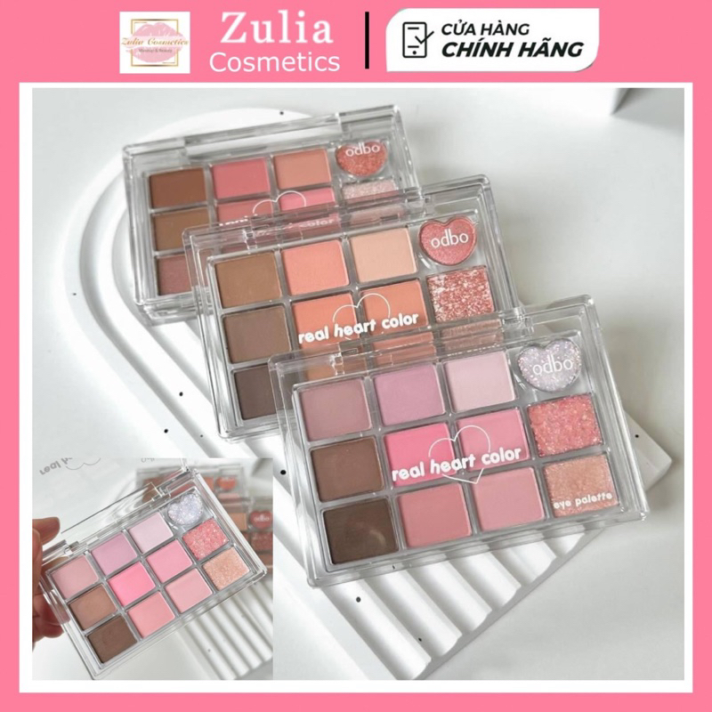 [ODBO] Bảng Phấn Mắt Odbo 12 Ô Real Heart Trái tim Nhũ Lì Trong Suốt Color Eye Palette Od2019 ...