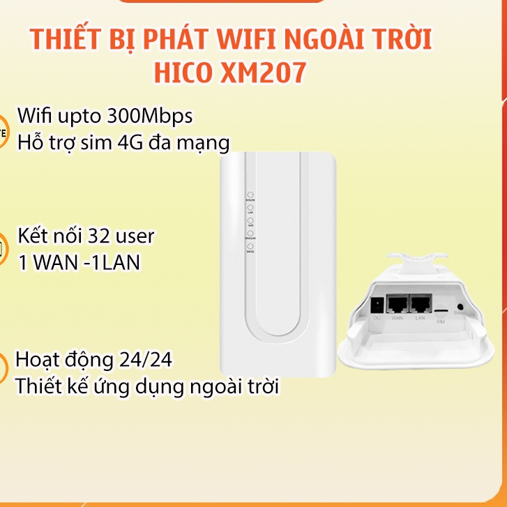 Bộ Phát Wifi 4G Ngoài Trời CPE HICO XM207 XM206 Plery R724 – Tốc Độ 300Mbps, 32 thiết Bị Kết Nối ...