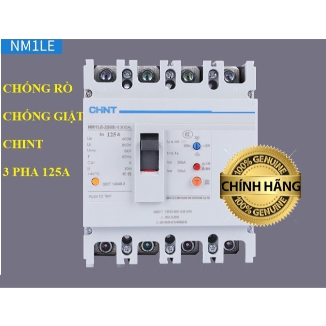 Aptomat chống rò - chống giật Dạng Khối CHINT 3 PHA 4P 125A - NM1LE-125S/4300 | Shopee Việt Nam