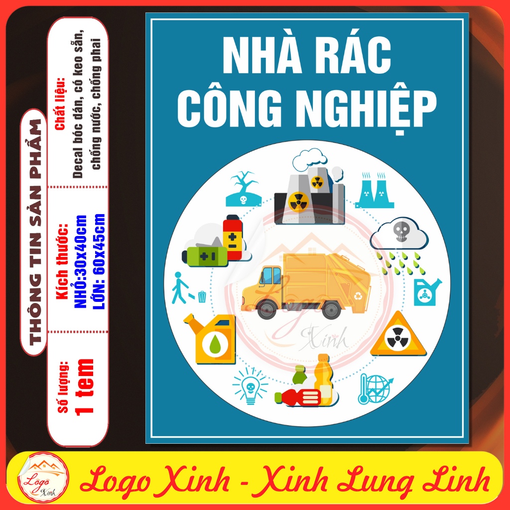 Tem Decal Nhà Rác Công Nghiệp Industrial Waste, Tem Decan Dán Khu Vực ...