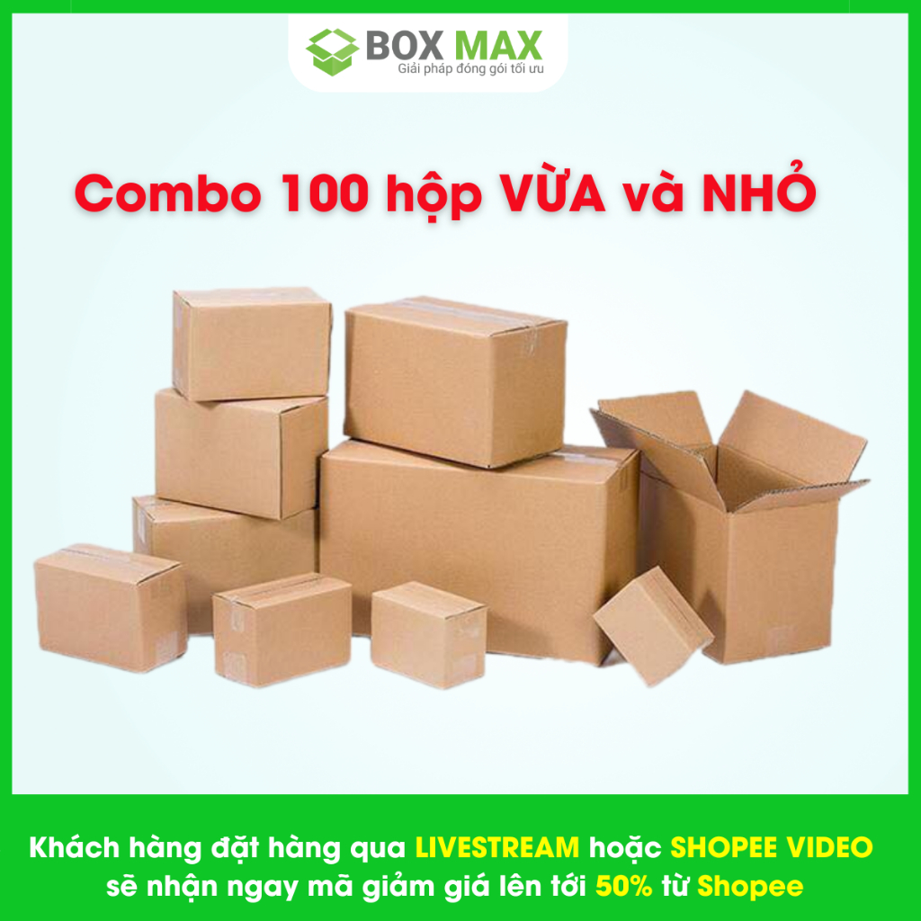 Combo 100 Hộp carton đóng hàng size VỪA và NHỎ, hộp giấy shipcod đóng ...