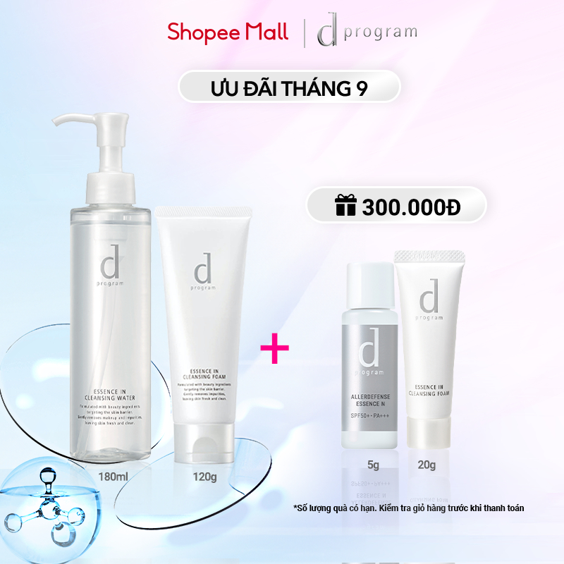 Combo Nước tẩy trang và Sữa rửa mặt dưỡng da Dprogram Essence Cleansing (180ml + 120g) | Shopee ...