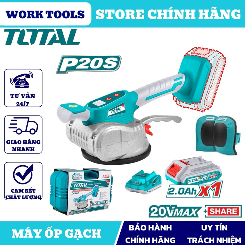 TOTAL Máy rung ốp lát gạch dùng pin 20V TTVLI20101 | Shopee Việt Nam