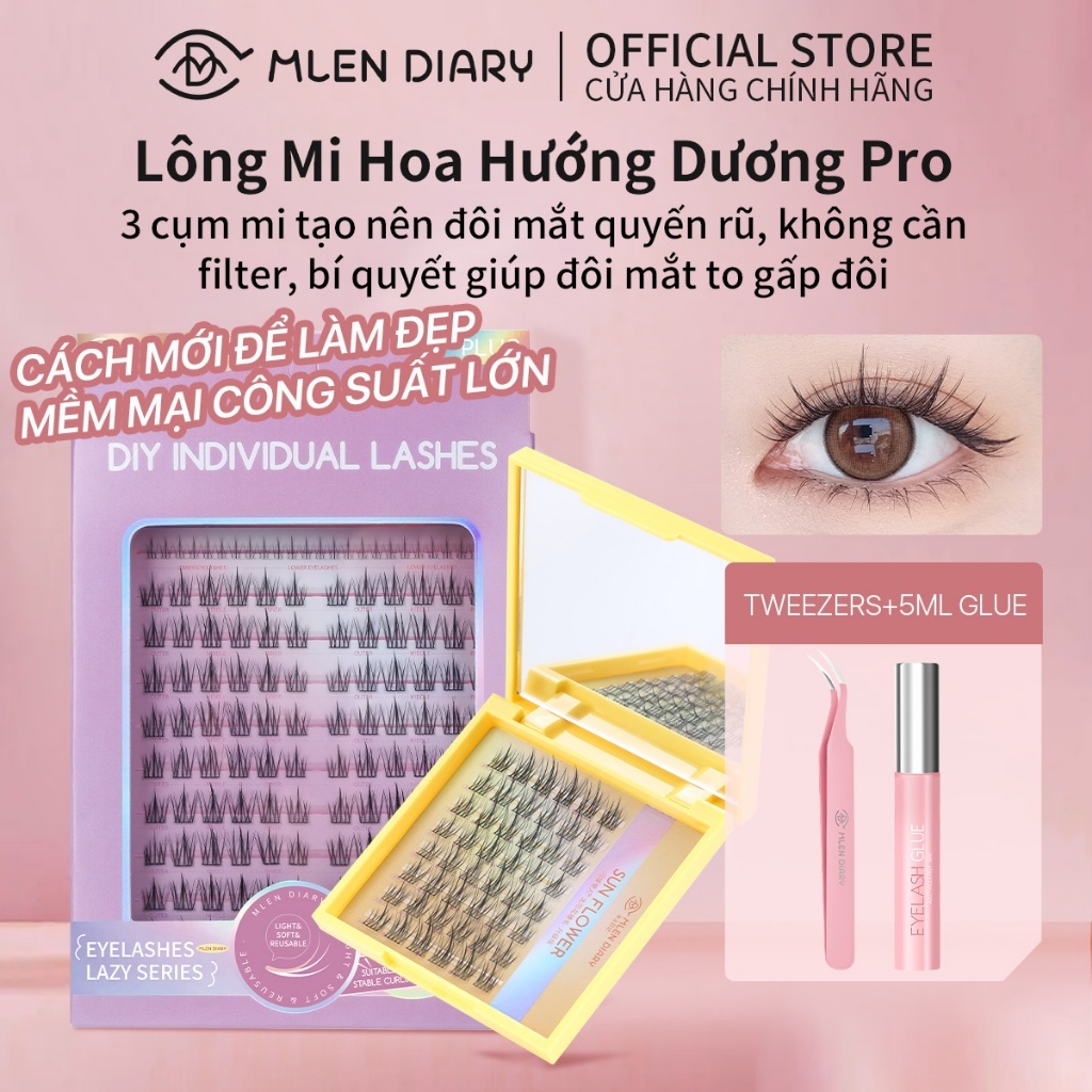 Lông Mi Giả HOA HƯỚNG DƯƠNG MLEN DIARY Mi Cụm Tách Sợi Tự Nhiên Mềm Mại ...