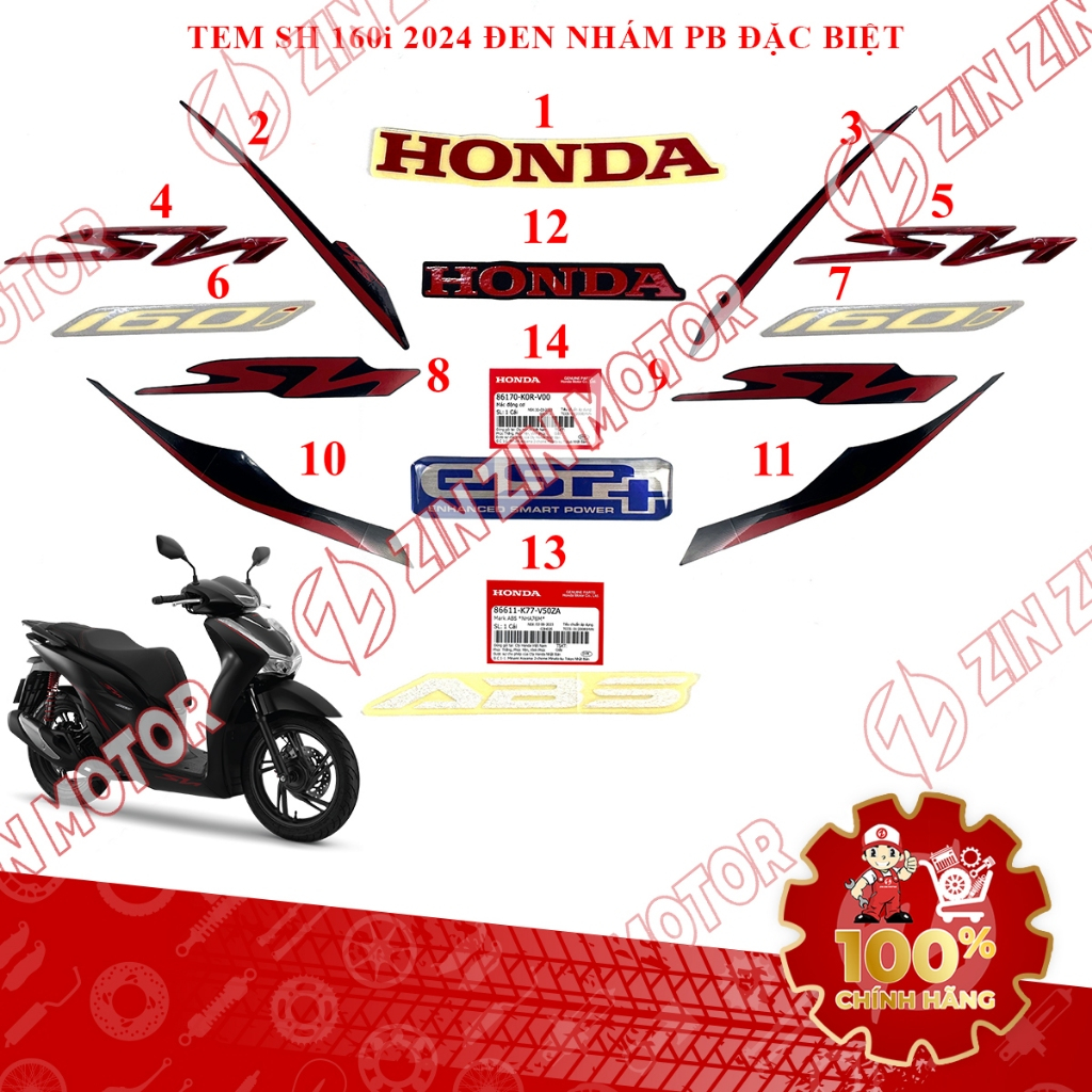 Tem Xe SH 160i, SH160i 2024 Đen Nhám Phiên Bản Đặc Biệt Chính Hãng - ZZM | Shopee Việt Nam