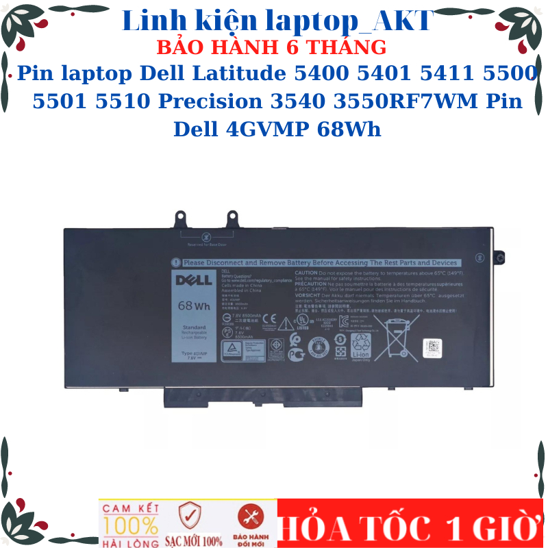 Pin laptop Dell Latitude 5400 5500 5510 Precision 3540 3550 Inspiron ...
