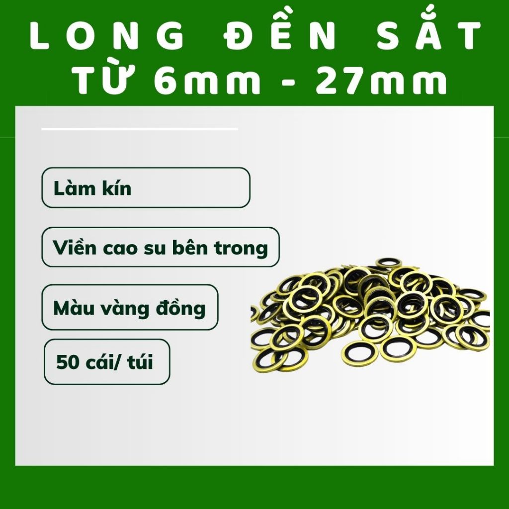(50 cái) Long đền dầu ( sắt có cao su) từ lỗ trong 6mm đến lỗ 27mm ...