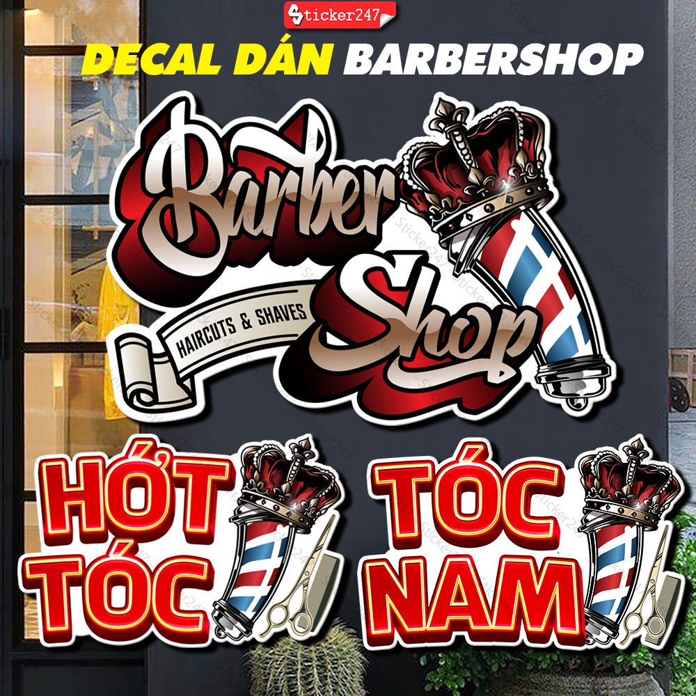 Sticker Barbershop Chống Nước 🌈𝑭𝒓𝒆𝒆𝒔𝒉𝒊𝒑 Hình Dán Barber, Hớt Tóc Dán ...