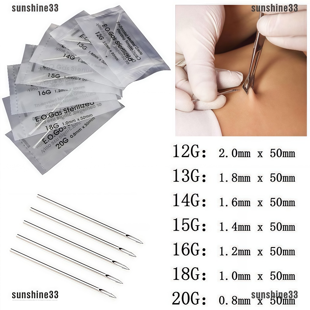 Kim cứng xỏ khuyên 20G 18G 16G 15G 14G 13G 12G chất liệu thép y tế ...
