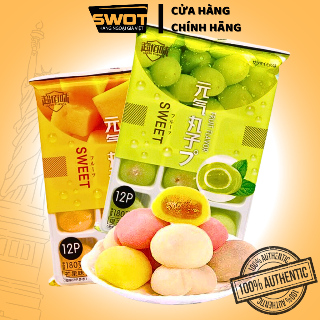 Mochi kem lạnh nhân trái cây Yuanqi Wanzi Đài Loan, Hộp 12 Bánh mochi ...
