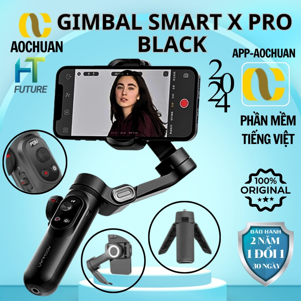 Gimbal Smart XRPO BLACK AOCHUAN,Chống Rung Điện Thoại 3 Trục Cao Cấp, Pin Khủng Sạc Không Dây ...