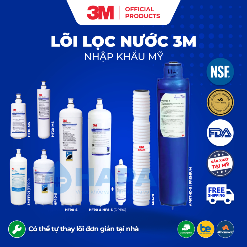 Lõi Lọc Nước 3M Mỹ 100% Chính Hãng - 3M HF20-MS HF40-S HF40S HF90 HF-8 3MFF101 FF100 AP904 ...