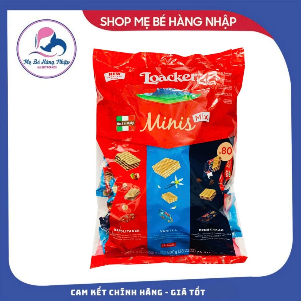 Bánh xốp nhân kem 3 vị Loacker Mini Crispy Wafers Variety Pack Hazelnut ...