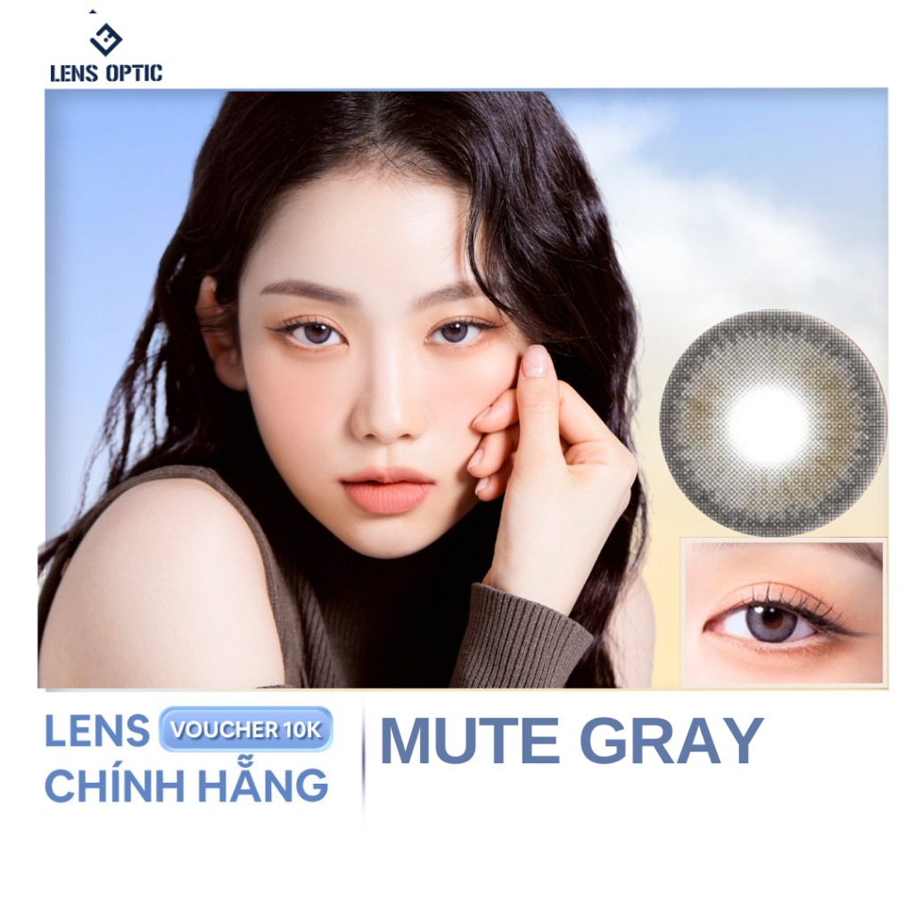 Kính áp tròng Mute Gray 6 tháng, lens mắt thở có sẵn độ - Lens Optic Hà ...