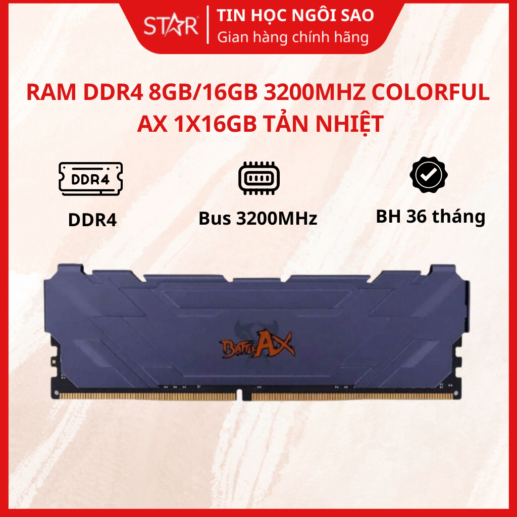 Ram DDR4 Colorful 8GB/16GB 3200Mhz Battle AX Tản nhiệt - Bảo hành 36 ...