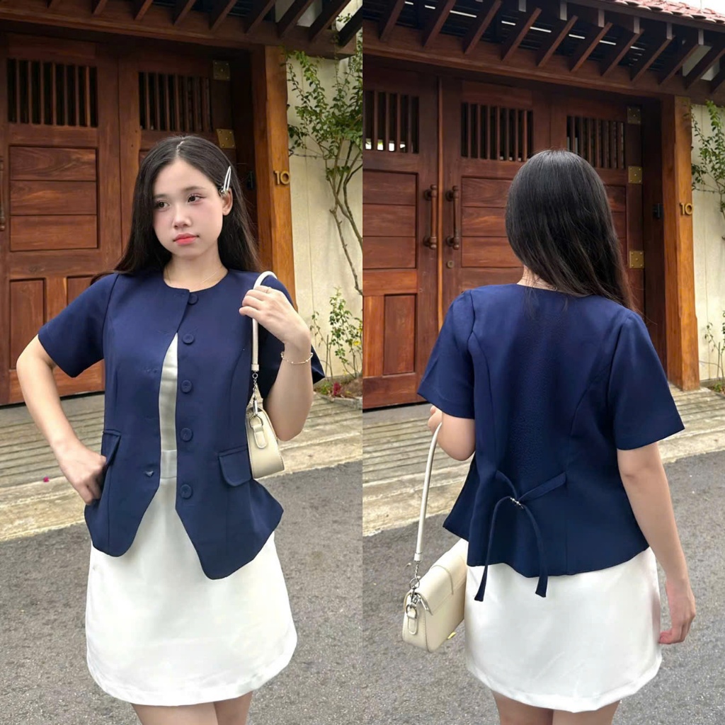 Áo khoác vạt bầu sang chảnh Short Sleeve Jacket Maxy Workshop | Shopee ...