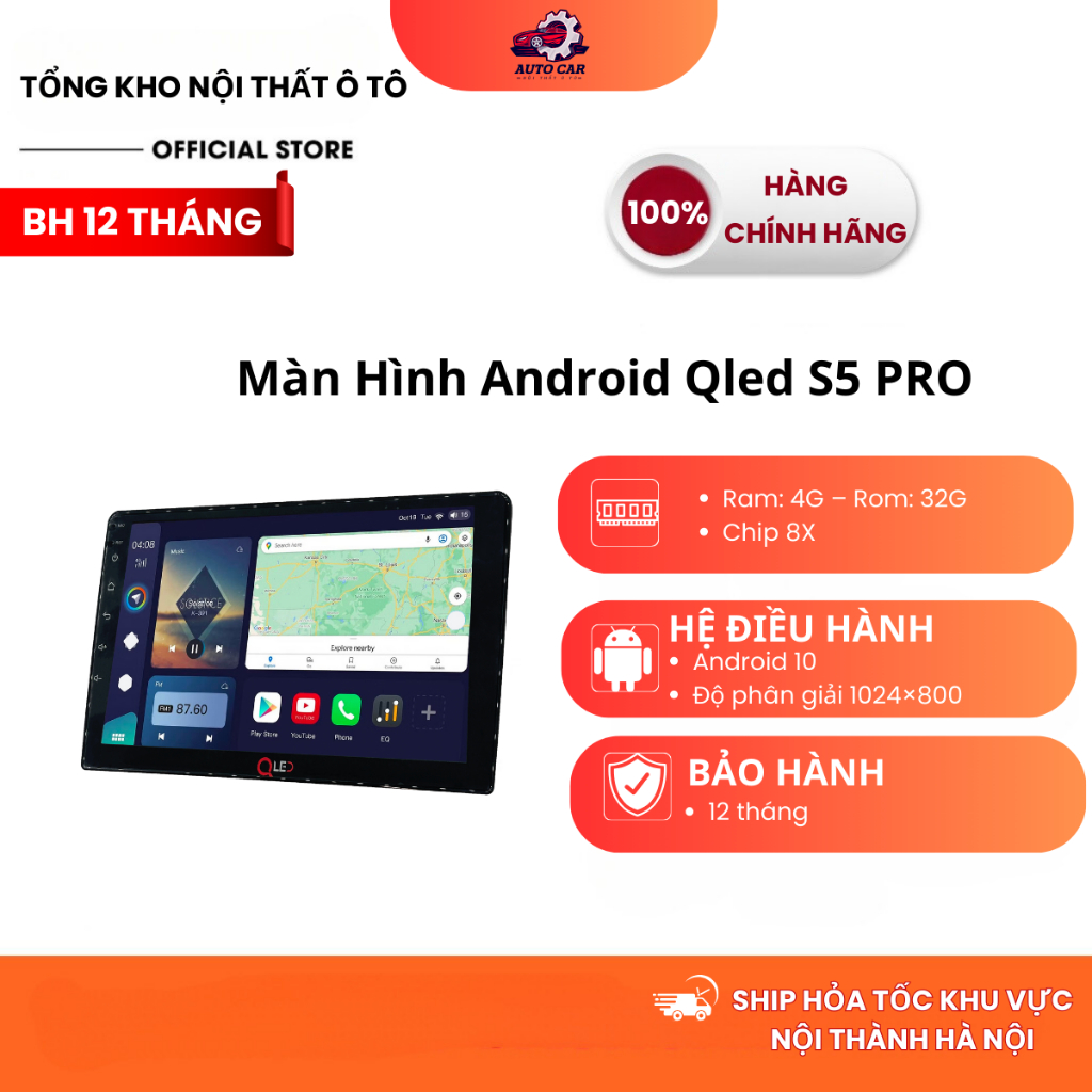Màn Hình Android Cho Ô Tô Màn Qled S5 Pro Cho Xe Hơi Ram 2G Rom 32G Thu Phát Wifi Chạy Sim 5G ...